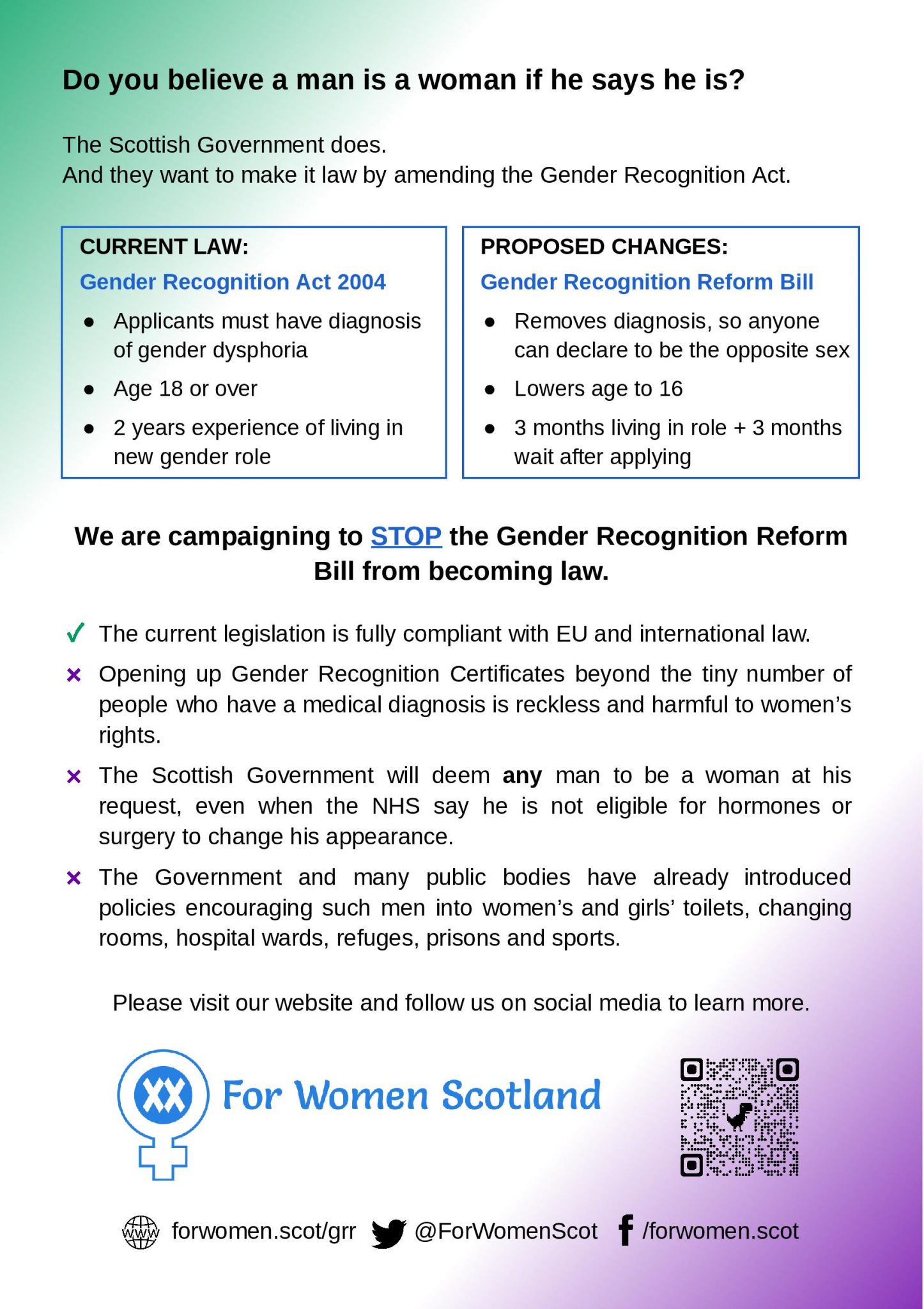 Leaflets - For Women Scotland