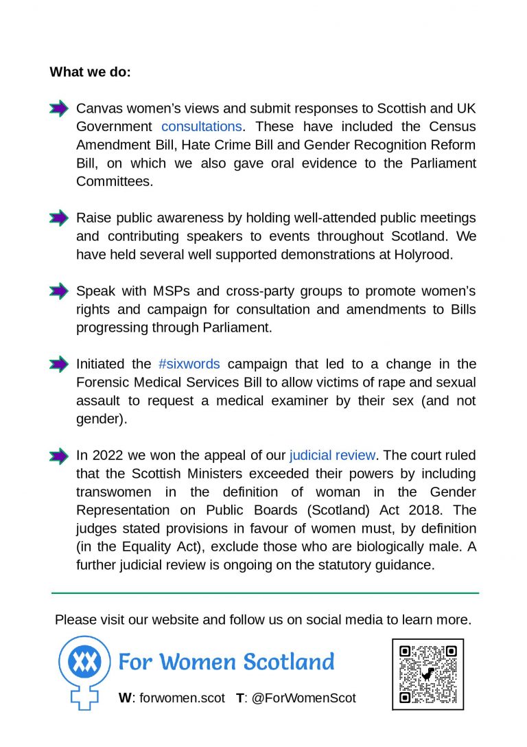 Leaflets - For Women Scotland