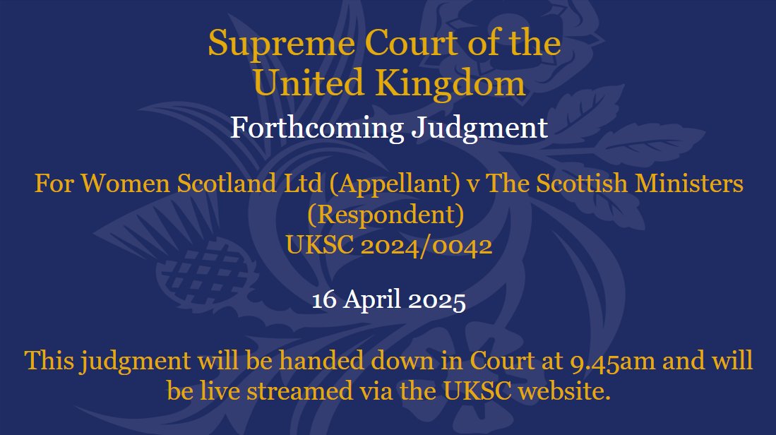 Judgment due in FWS v Scottish Ministers - For Women Scotland